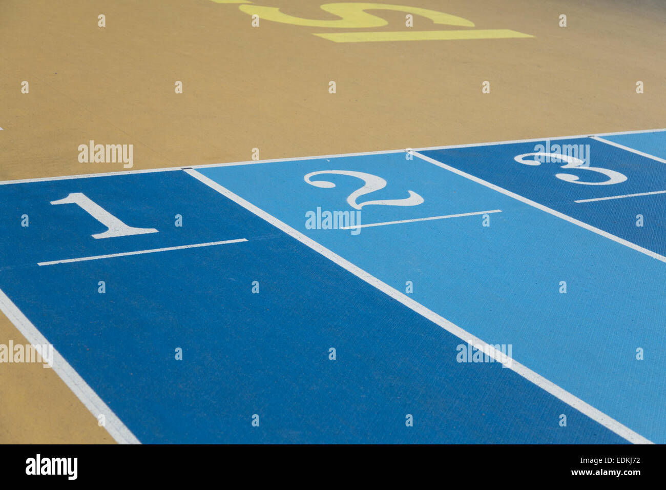 Numbers at finish line of 60 meters running field Stock Photo - Alamy