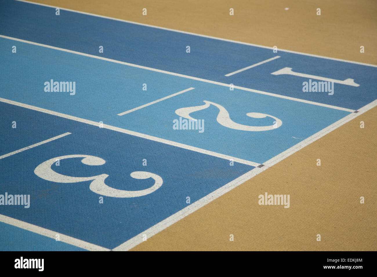 Numbers at finish line of 60 meters running field Stock Photo - Alamy