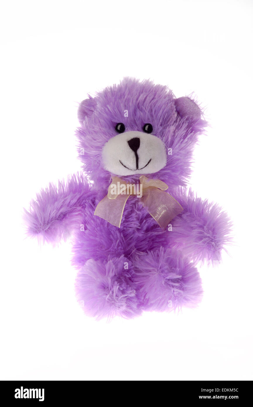 Little purple plush teddy bear toy Stock Photo - Alamy