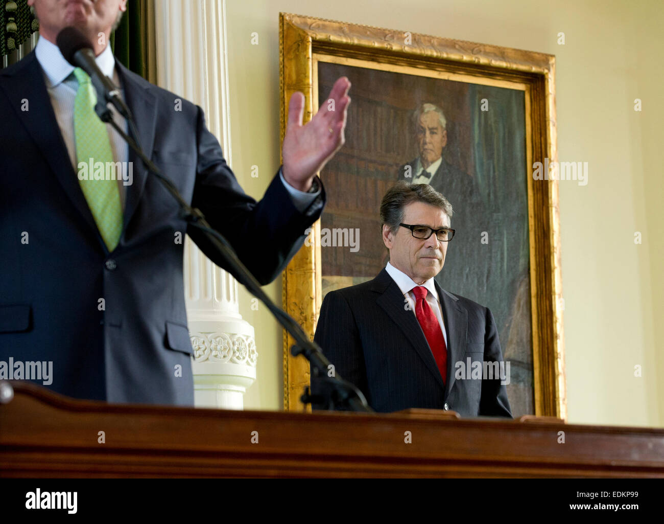 Outgoing Texas Gov. Rick Perry during transition ceremony to Governor ...