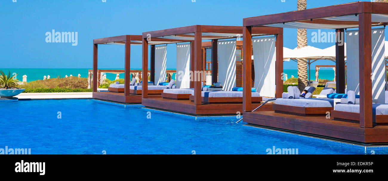 Panoramic view of swimming pool near a beach Stock Photo - Alamy
