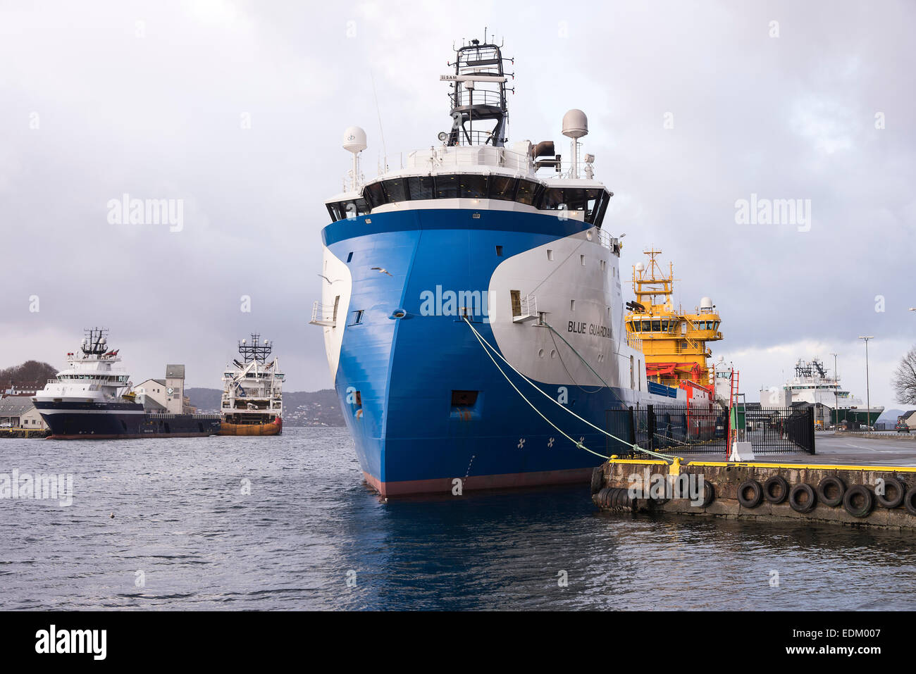The Platform Supply Vessel Blue Guardian in Harbour at Bergen Norway ...