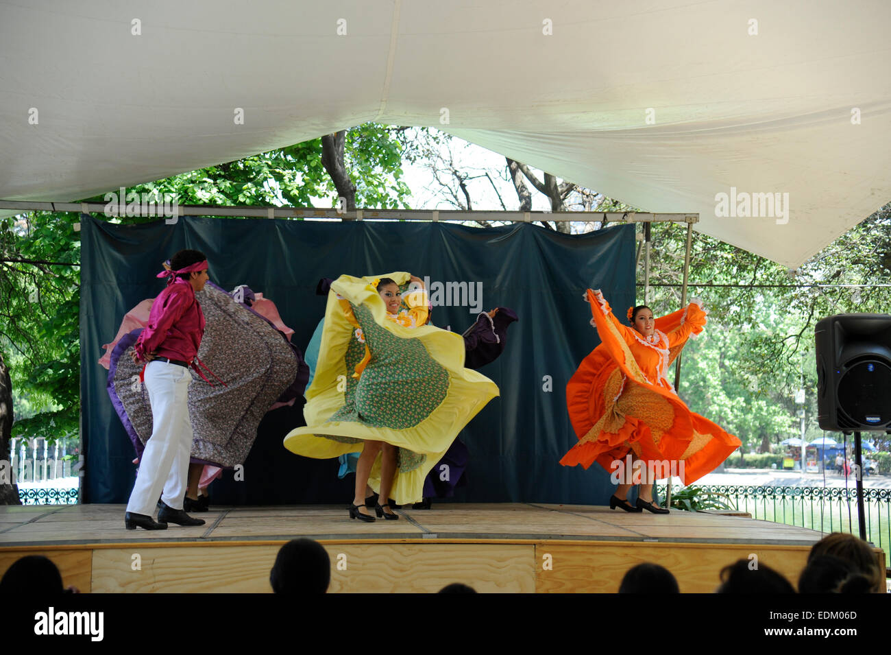High school dance class exhibition of traditional Mexican dances in ...