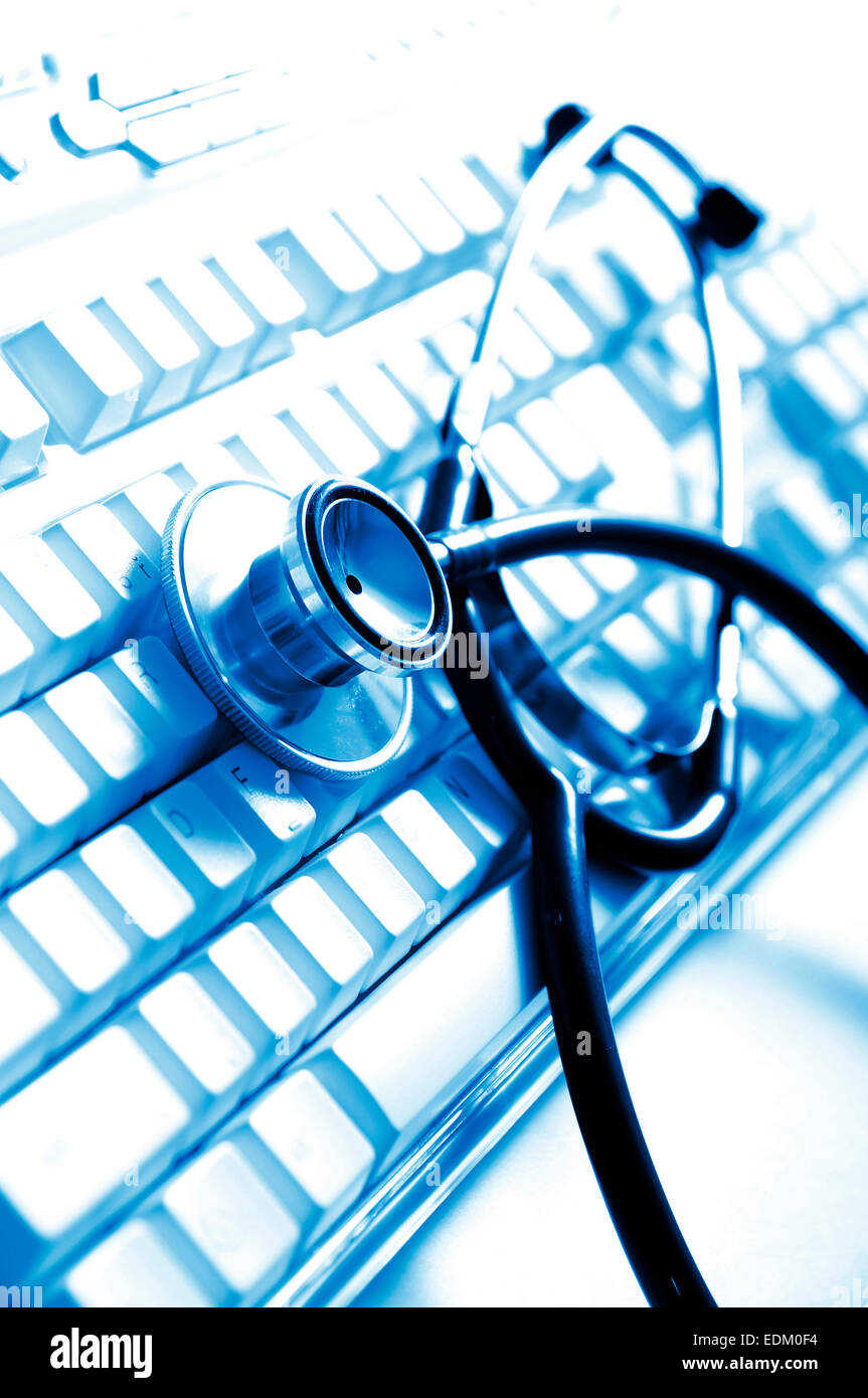 stethoscope and computer keyboard Stock Photo - Alamy