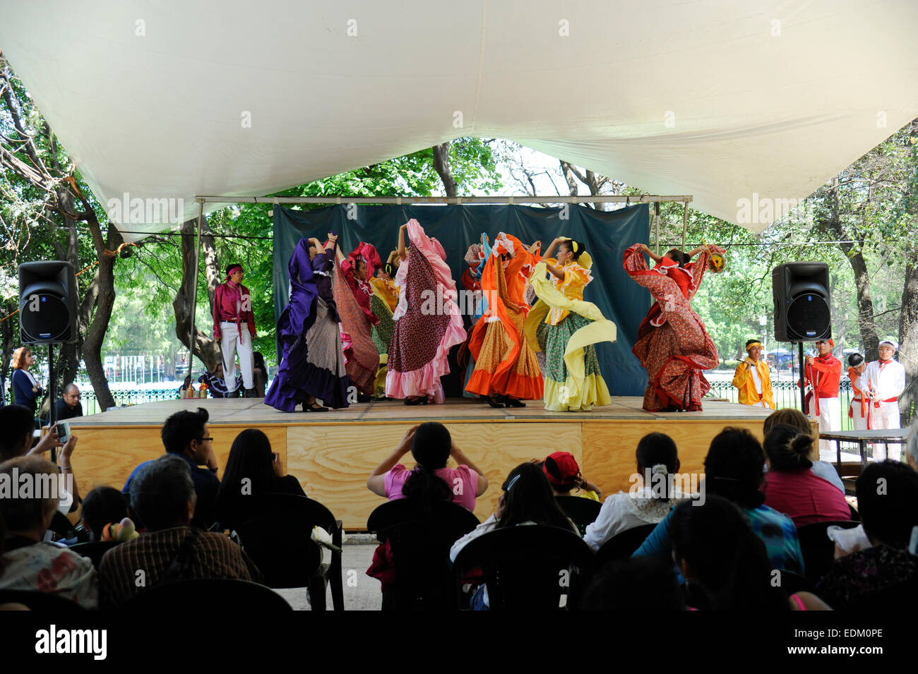High school dance class exhibition of traditional Mexican dances in ...