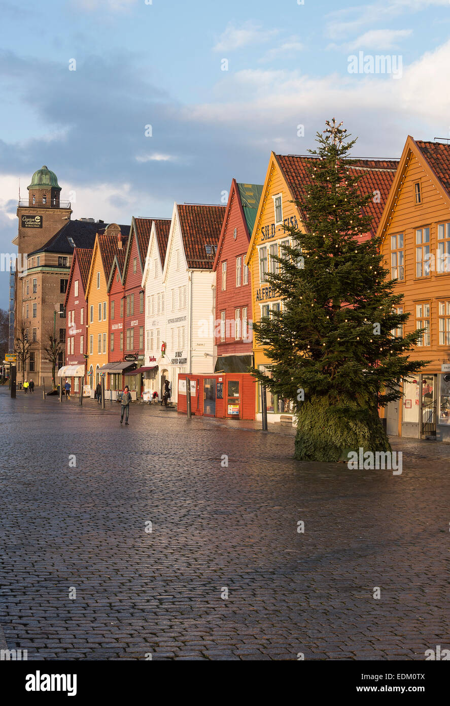 The Famous Bryggen Wooden Commercial Shop Buildings in Bergen Norway on ...