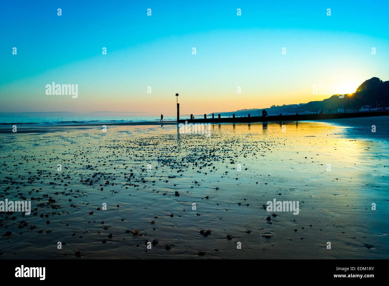 Bournemouth beach at sunset Stock Photo - Alamy