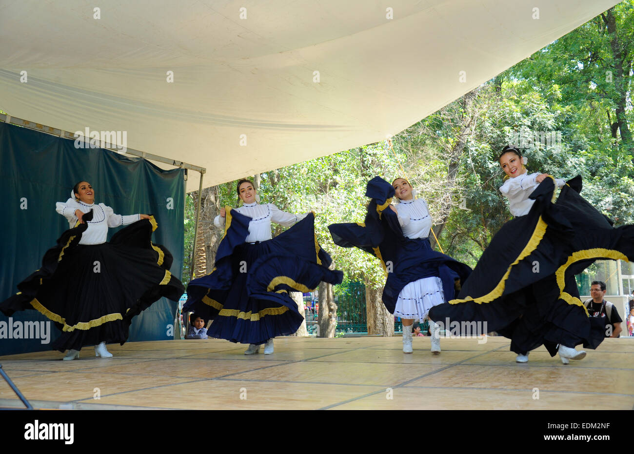 High school dance class exhibition of traditional Mexican dances in ...