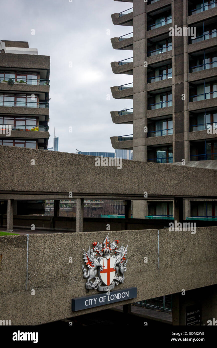 Barbican Estate brutalist architecture in concrete, London, UK Stock ...