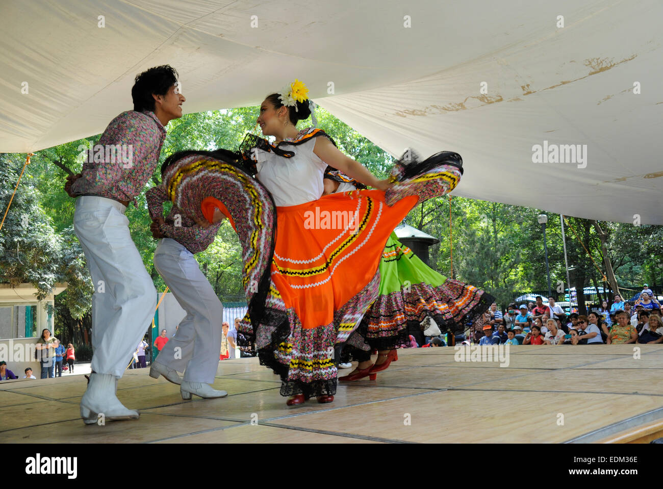 High school dance class exhibition of traditional Mexican dances in ...