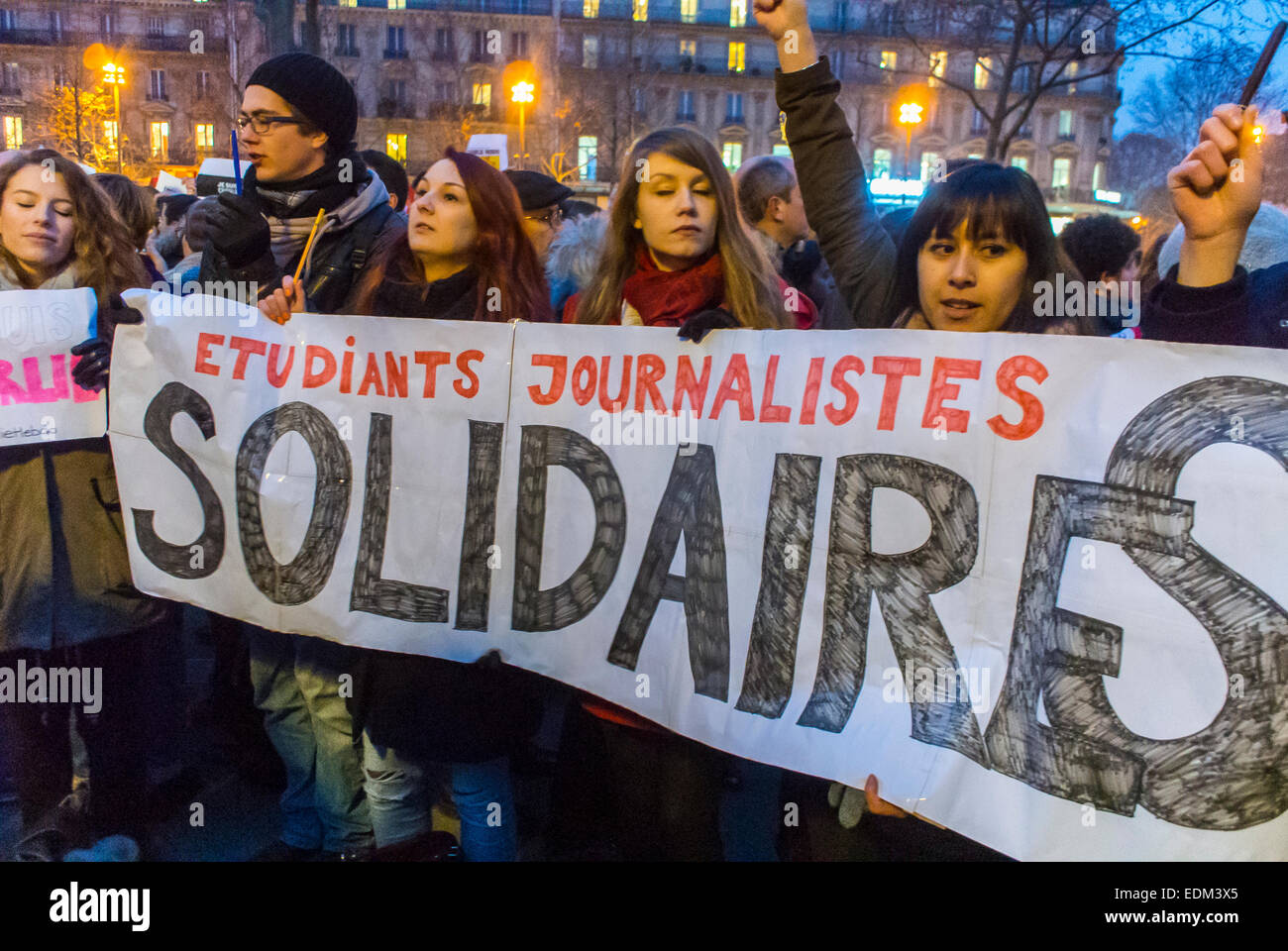 Paris, France, Large Crowd People, Demonstration Against Terrorism ...