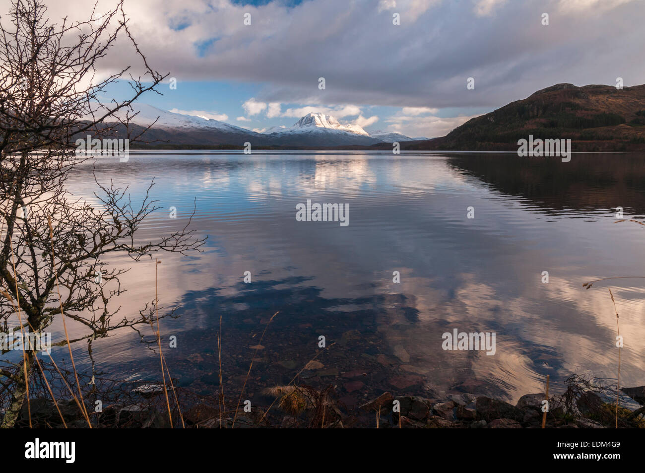 Looking East down Loch Maree towards Slioch, Sleaghach, in Wester Ross ...