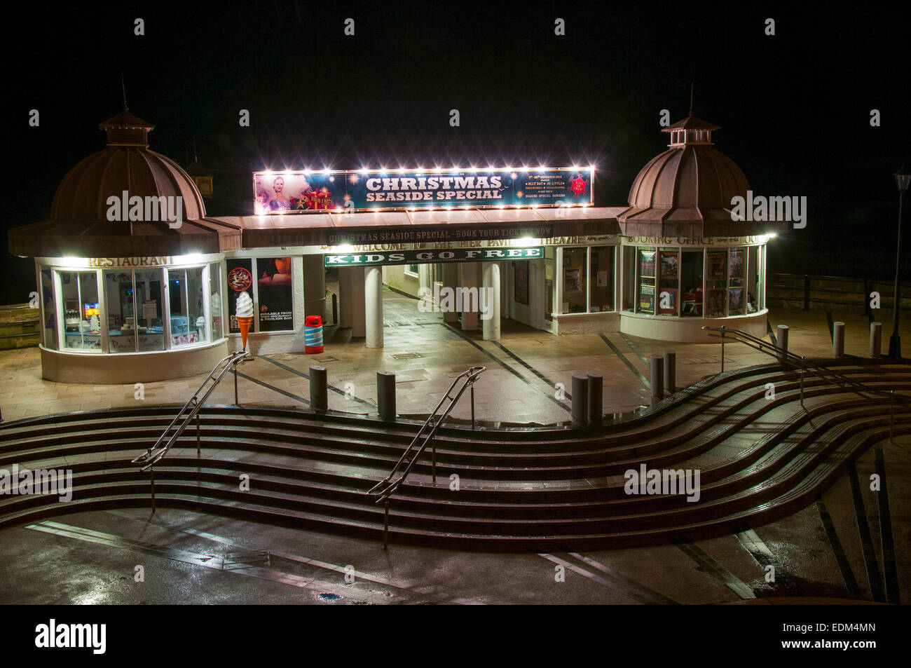 The entrance to Cromer Pier at night, Norfolk England UK Stock Photo ...