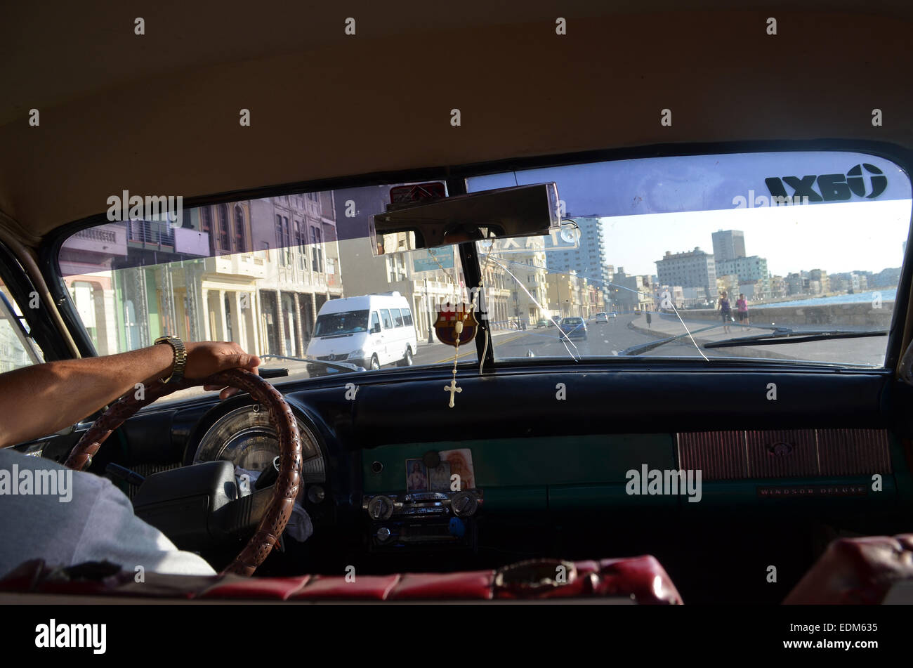 Cuba Taxi Driver Stock Photo - Alamy