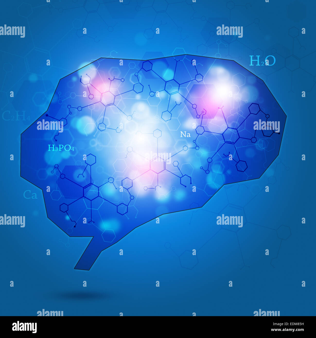 abstract technology and science background with chemistry brain shape ...