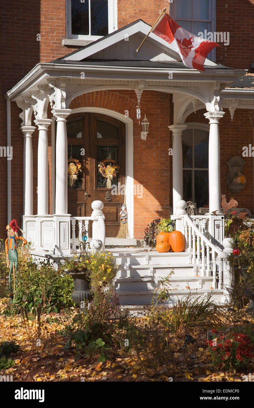 Front porch of house in fall Stock Photo - Alamy