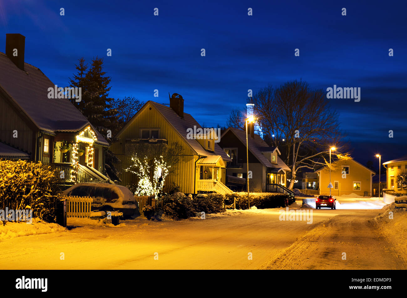 View of small swedish town Stock Photo - Alamy
