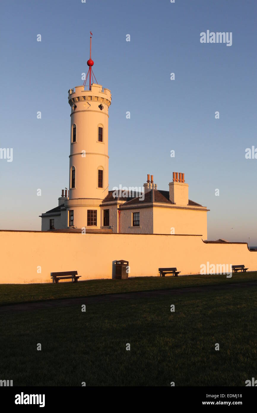 Signal Tower Museum Arbroath at dusk Scotland January 2015 Stock Photo ...