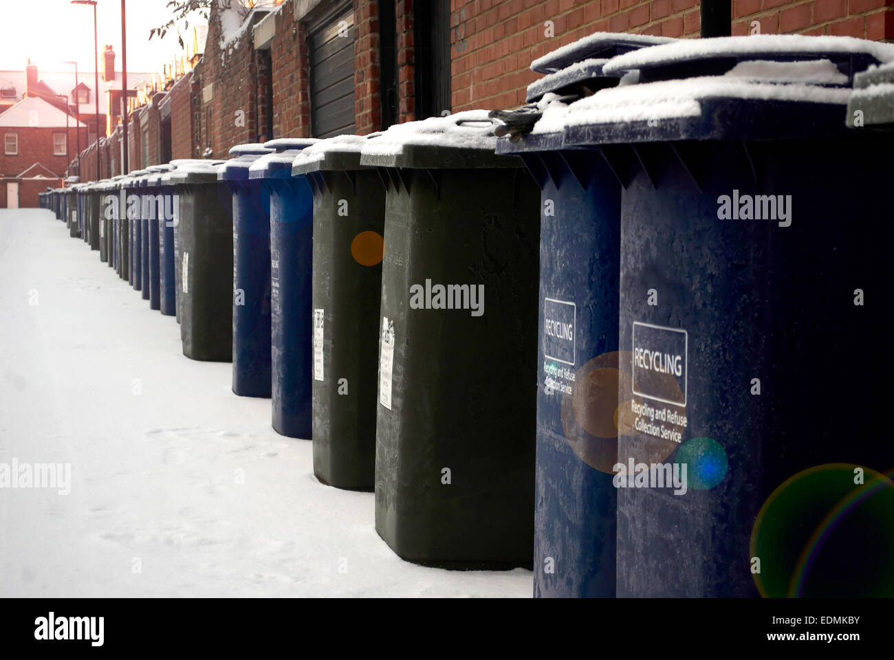 Recycling bins alley hi-res stock photography and images - Alamy