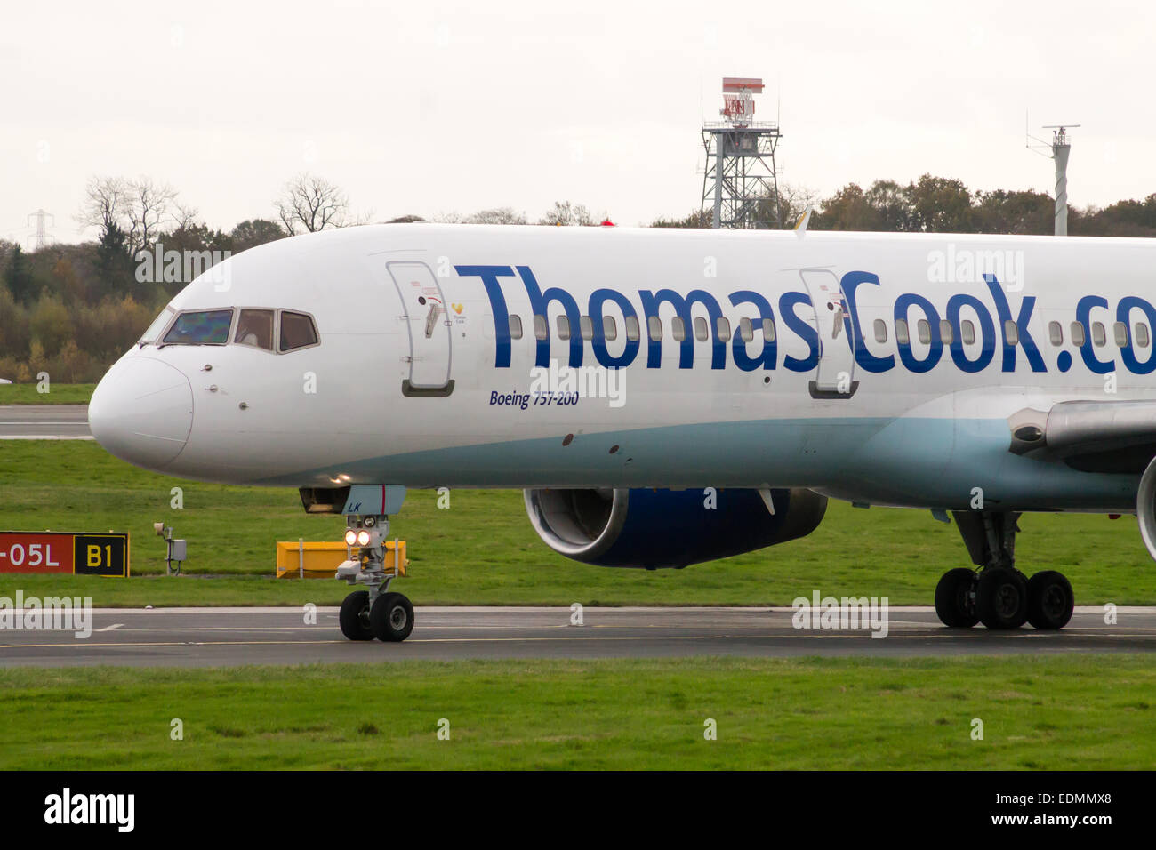 Thomas Cook Boeing 757, taxiing at Manchester International Airport ...