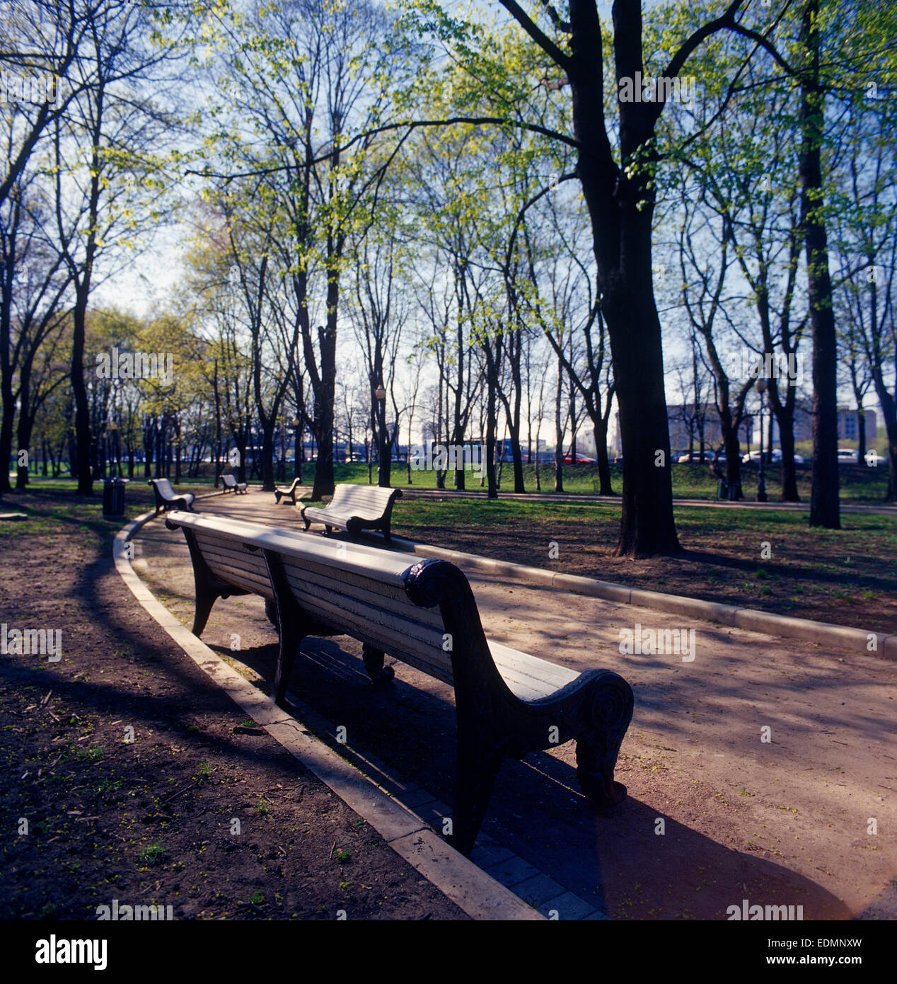 Benches in Novodevichy park Stock Photo - Alamy