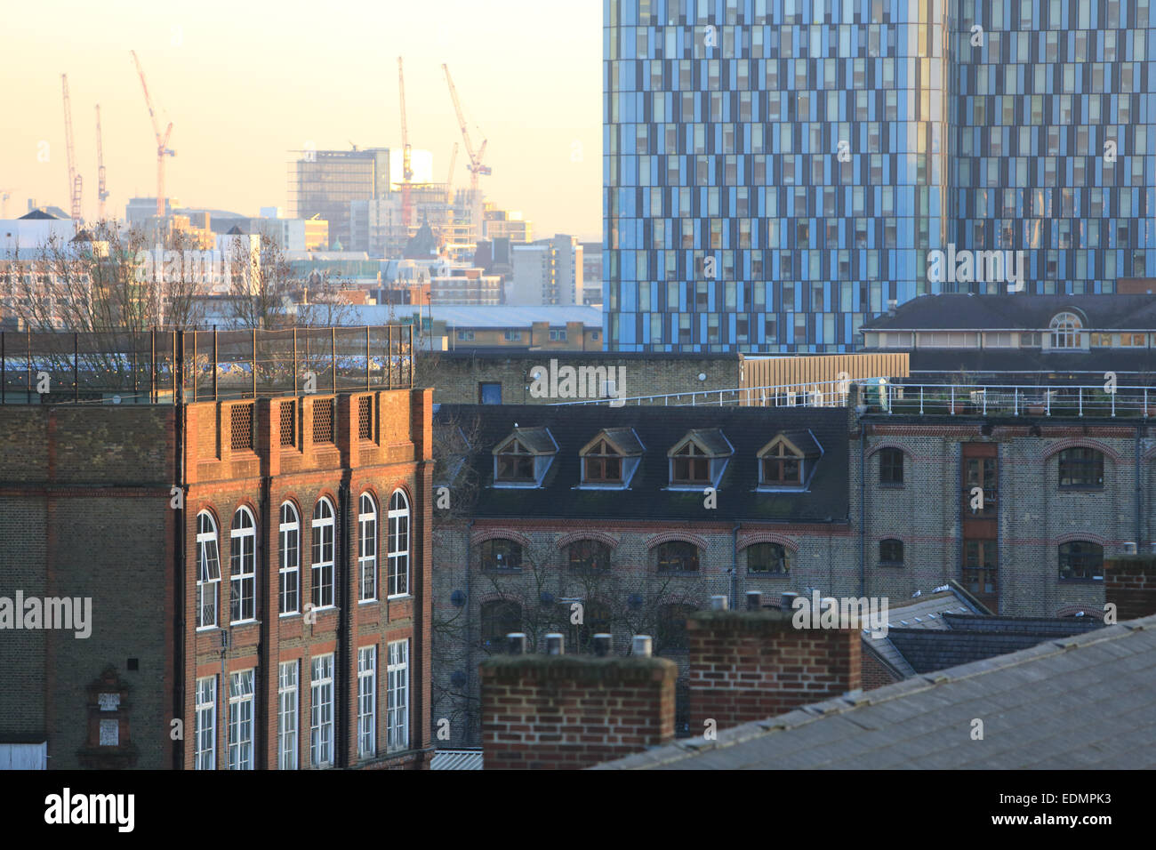 Different styles of architecture in buildings, old and new, looking ...