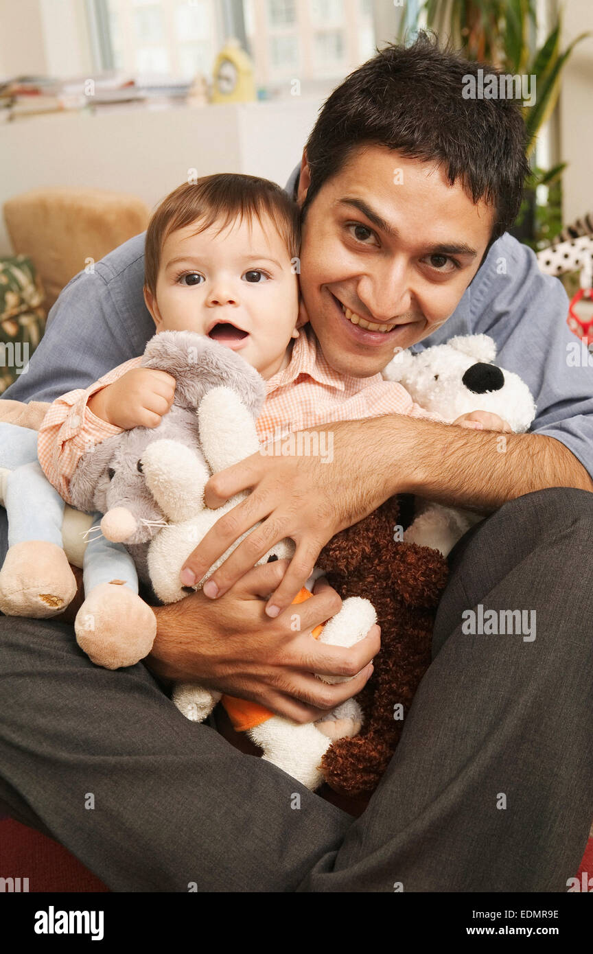 Portrait of father and son Stock Photo - Alamy
