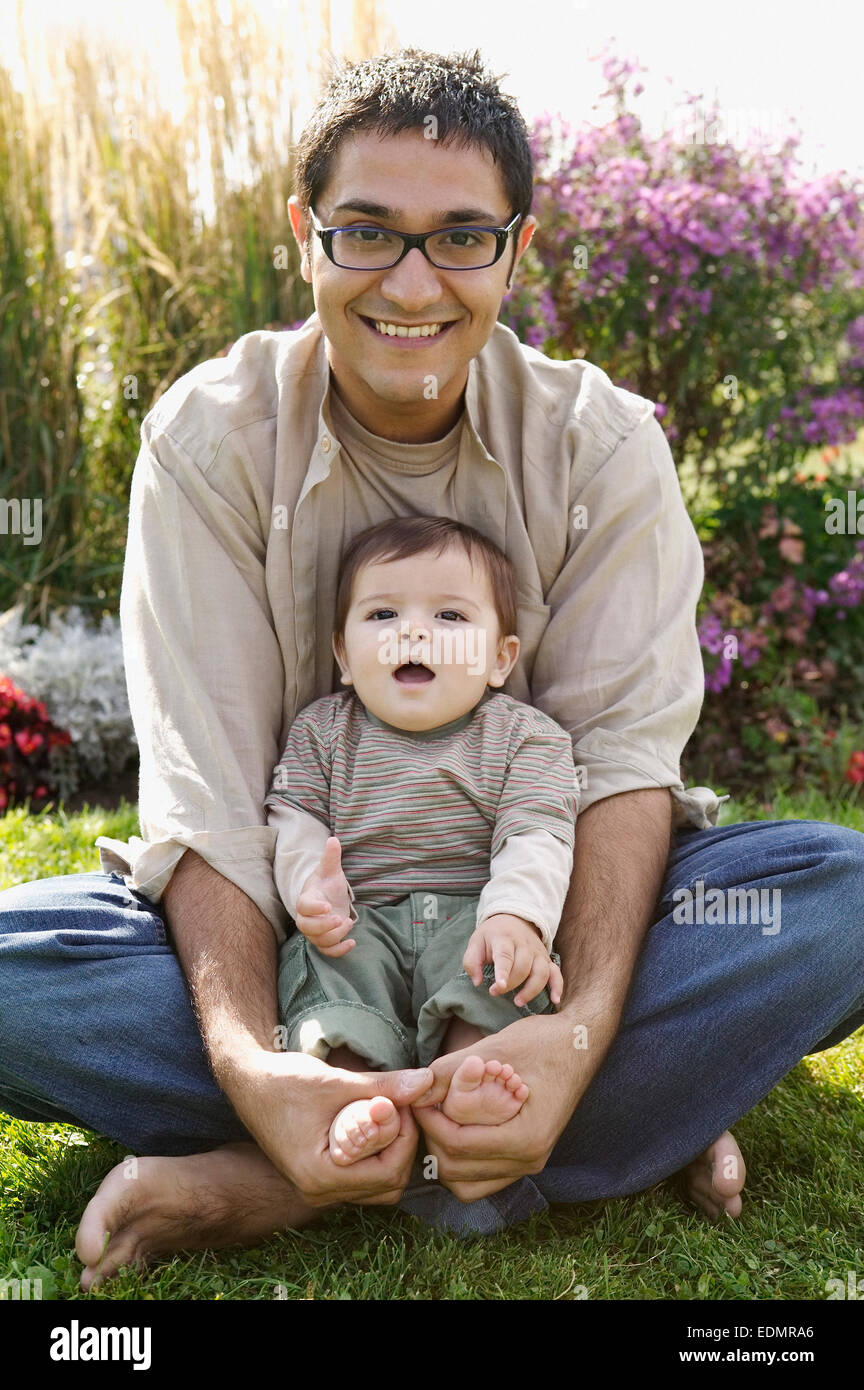 Portrait of father and son Stock Photo - Alamy