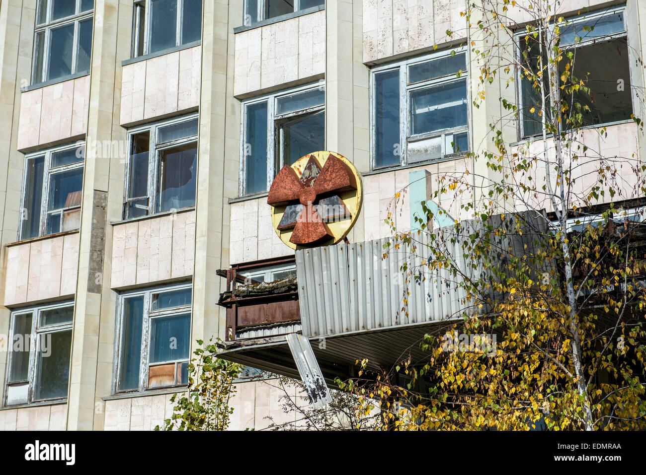 City administration building in Pripyat abandoned city, Chernobyl ...