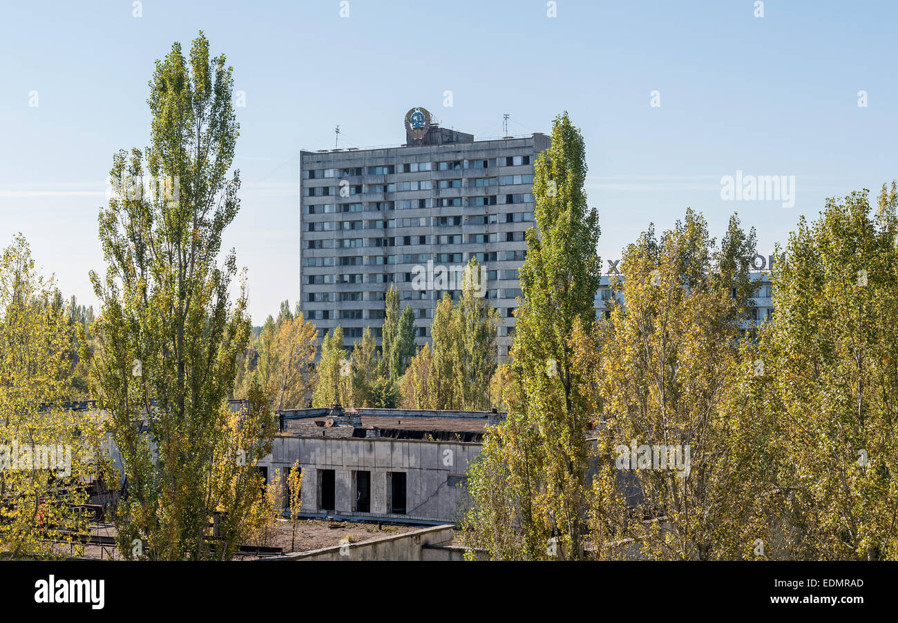 block of flats in Pripyat abandoned city, Chernobyl Exclusion Zone ...