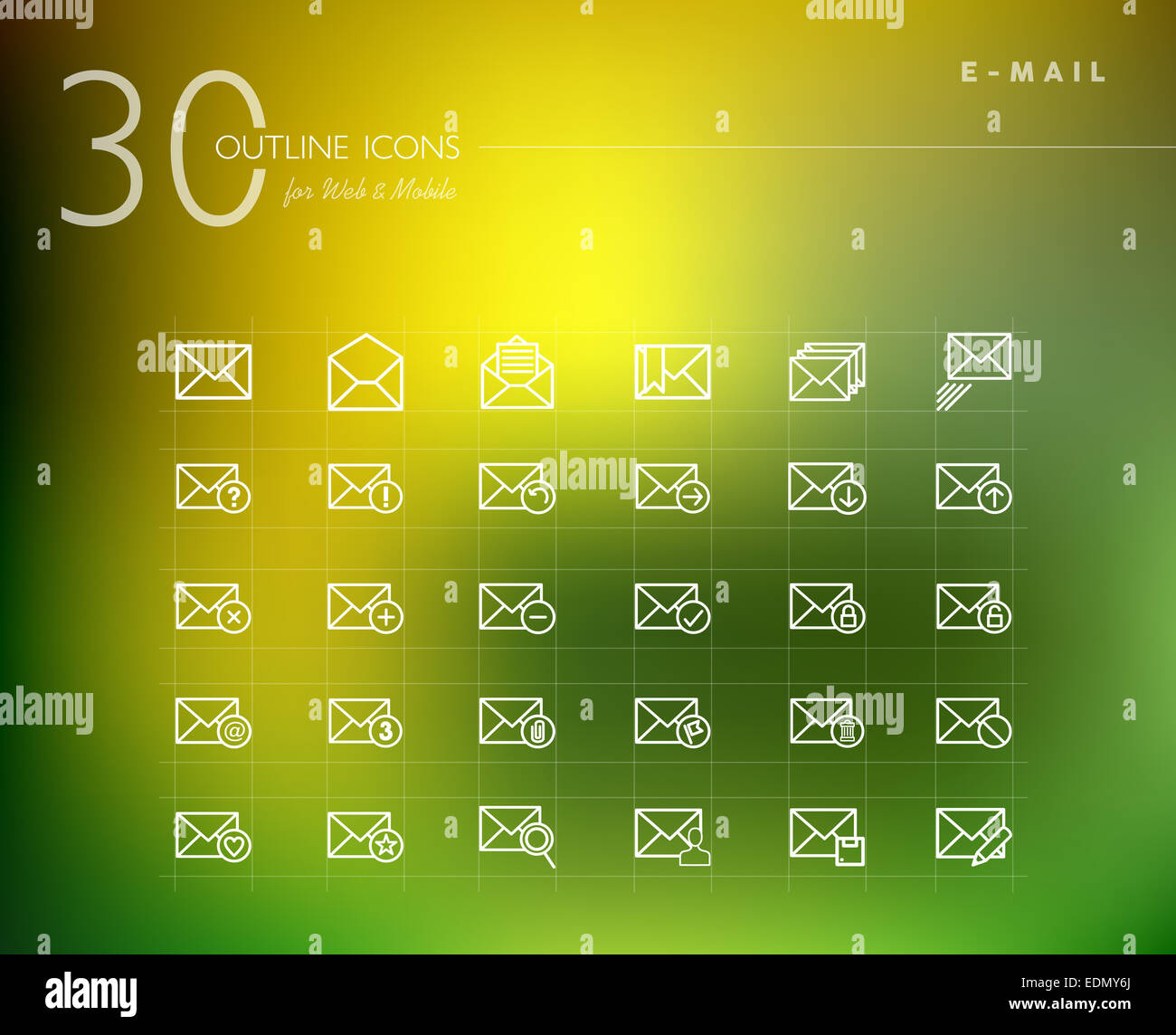 Emailing status line icons set for web and mobile app. EPS10 vector ...