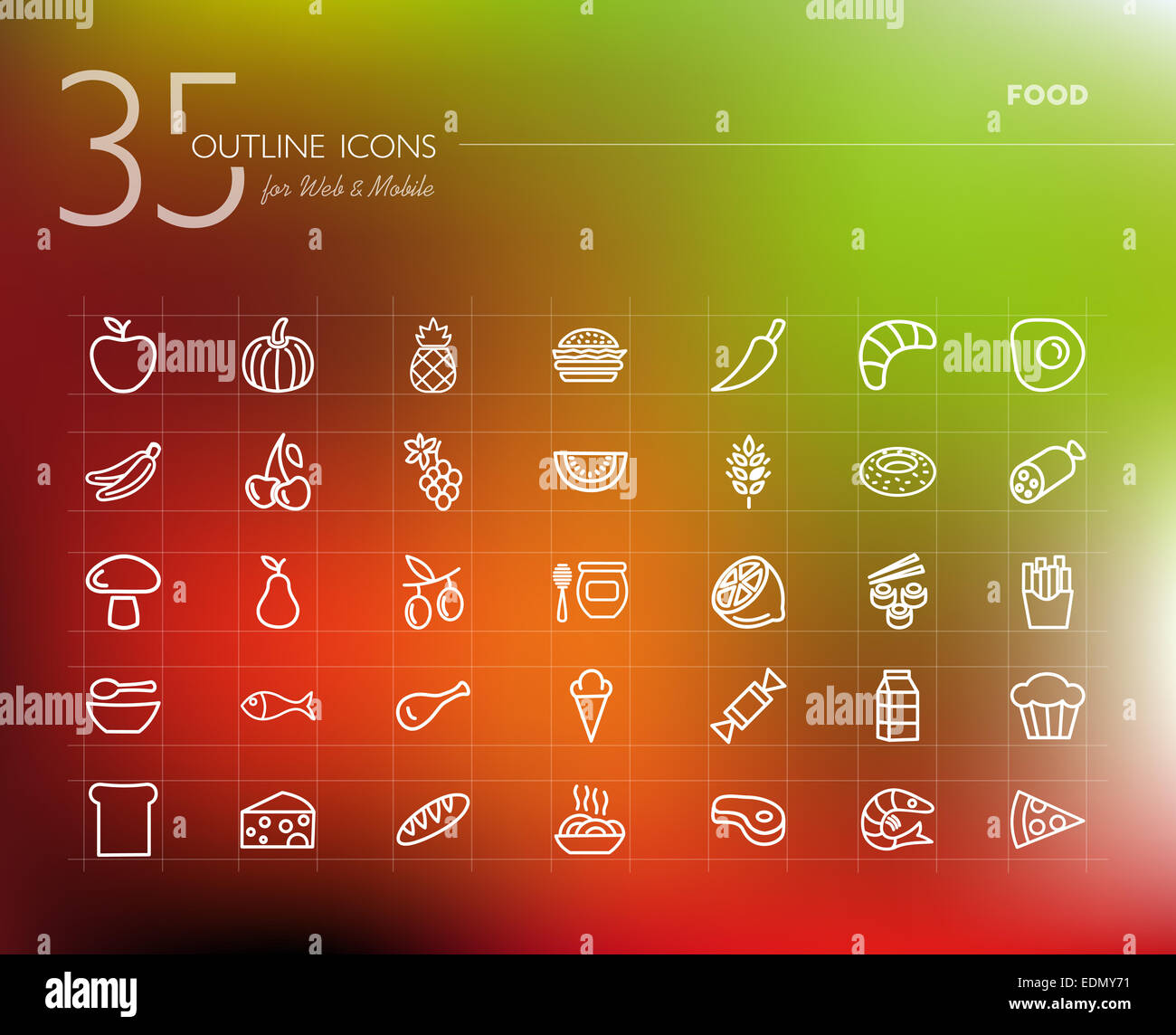Healthy food line icons set for web and mobile app. EPS10 vector file ...