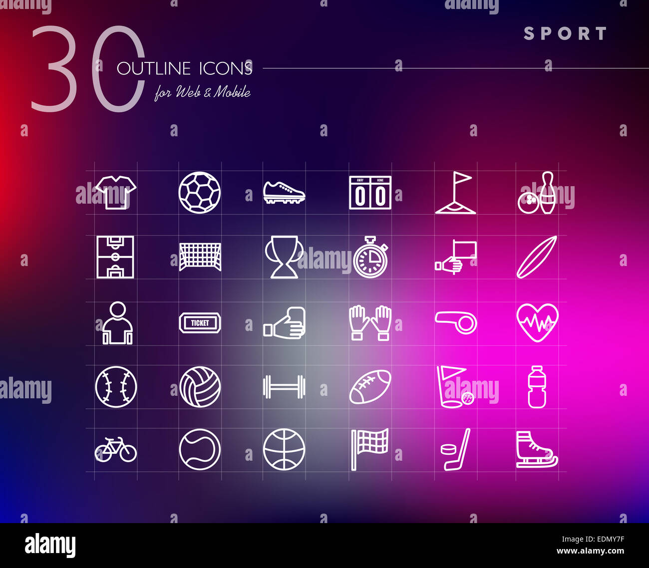 Sports line icons set for web and mobile app. EPS10 vector file ...