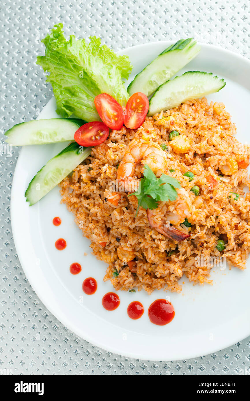 Sriracha Fried Rice with Shrimp Stock Photo - Alamy