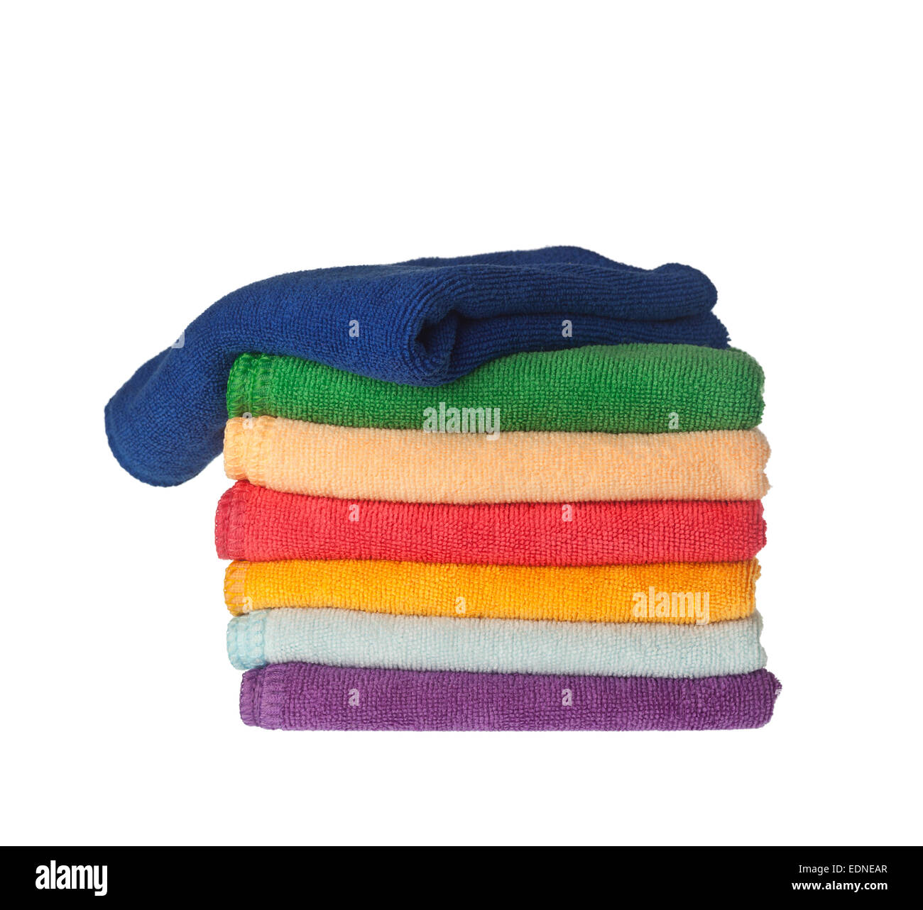 Stack of colorful towels isolated on white background Stock Photo - Alamy