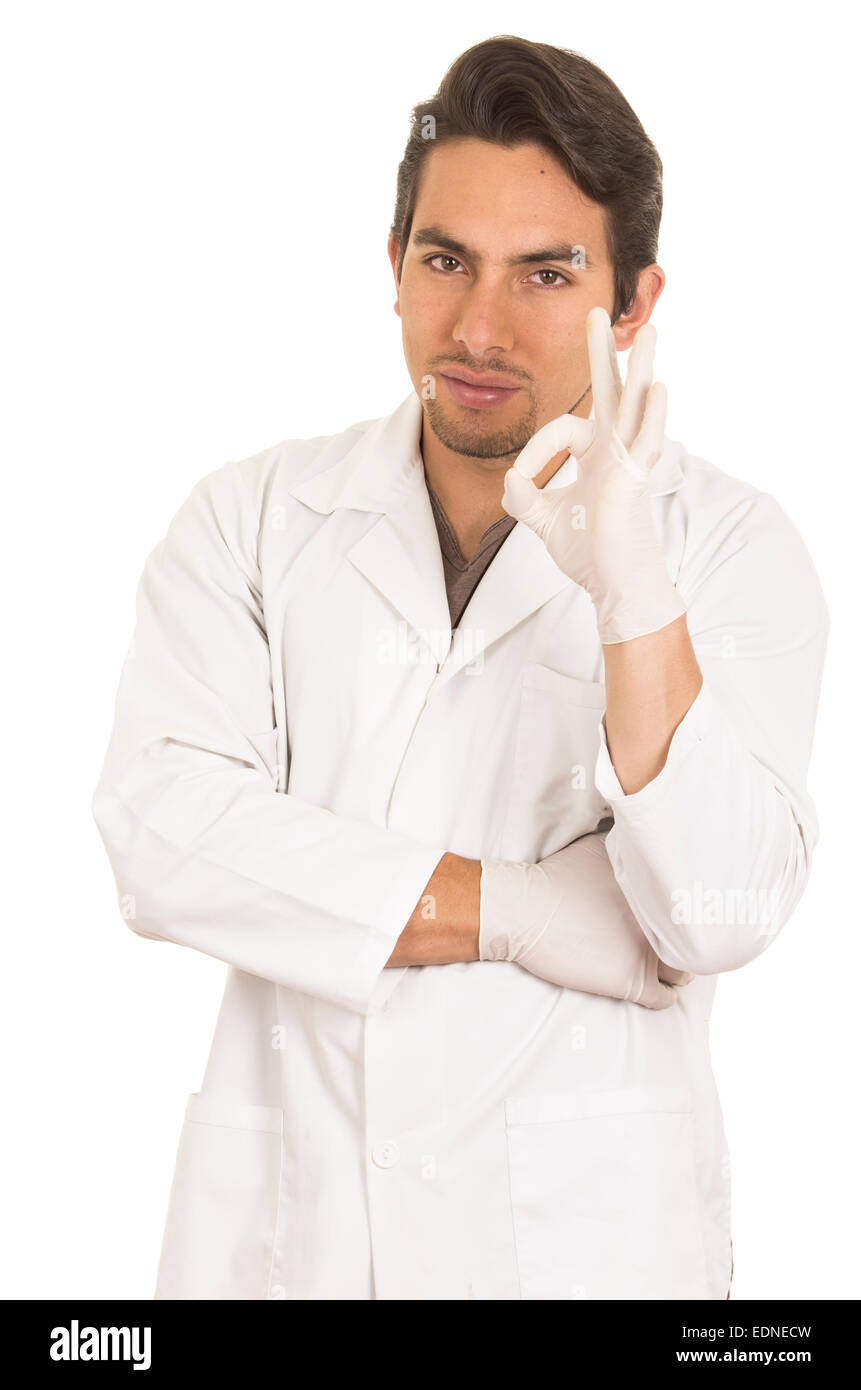 male lab researcher technician scientist doctor wearing white coat ...