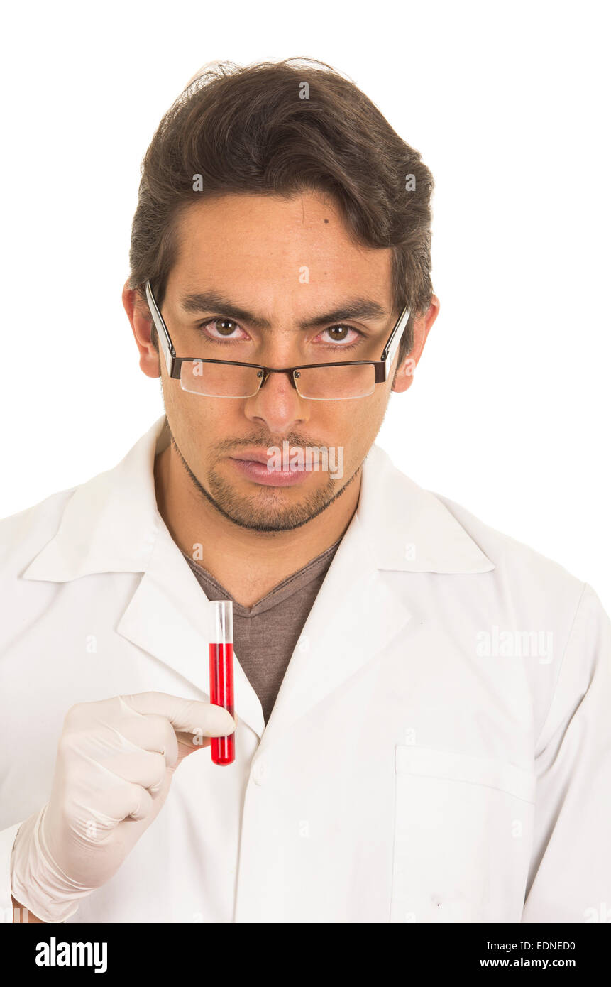 male lab researcher technician scientist doctor holding test tube Stock ...
