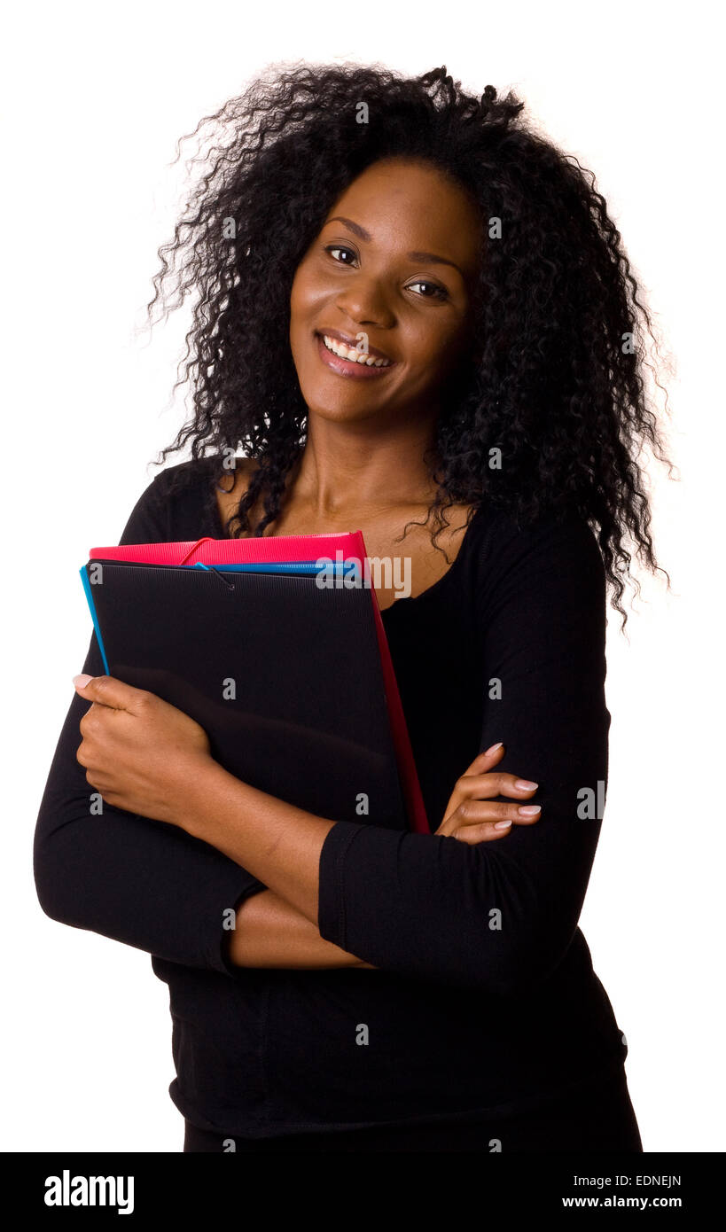 Beautiful woman carrying folder isolated hi-res stock photography and ...