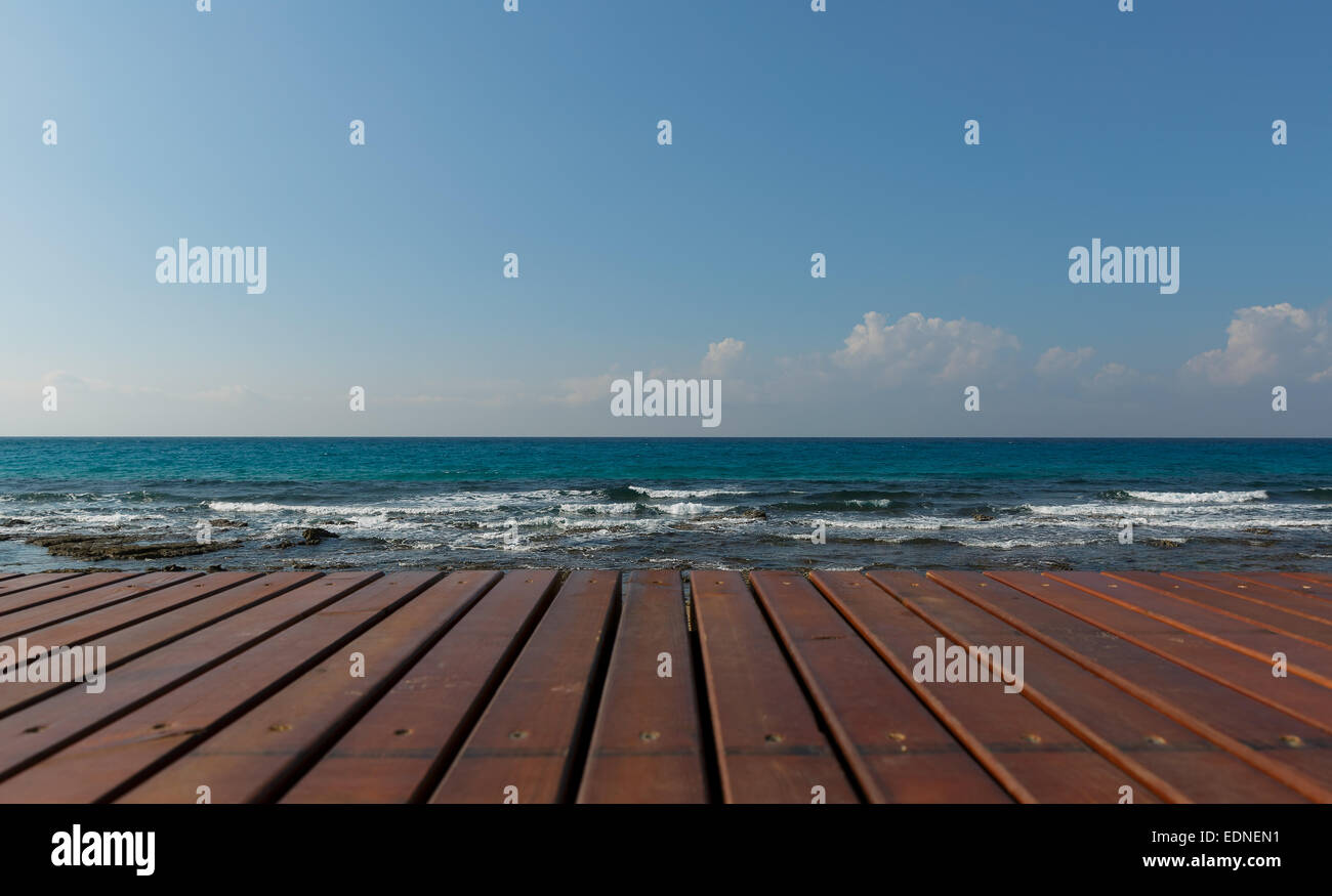 wooden platform overlooking the sea and clouds Stock Photo - Alamy
