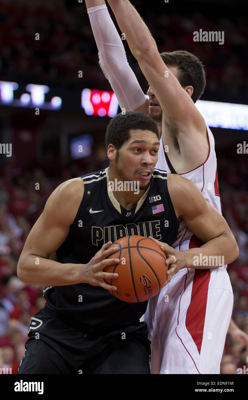 January 7, 2015: Purdue Boilermakers center A.J. Hammons #20 drives past Wisconsin Badgers ...