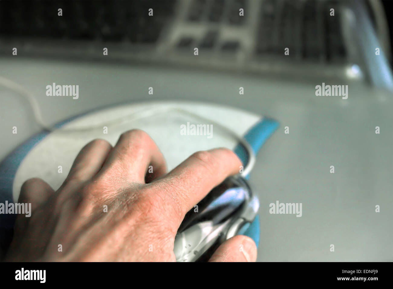 Male Hand on Computer Mouse Stock Photo - Alamy