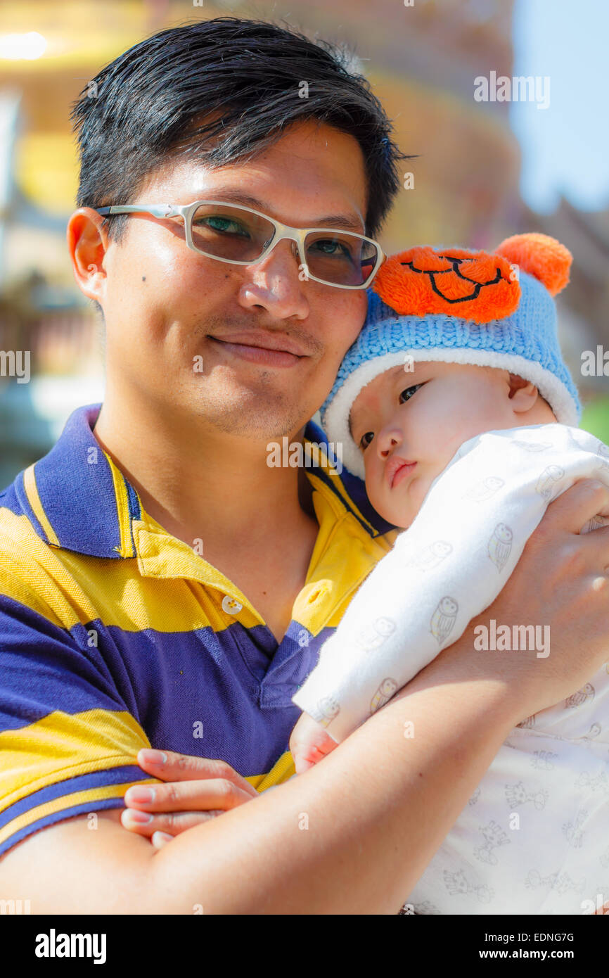 Dad and baby in lovely hug , happy family Stock Photo - Alamy