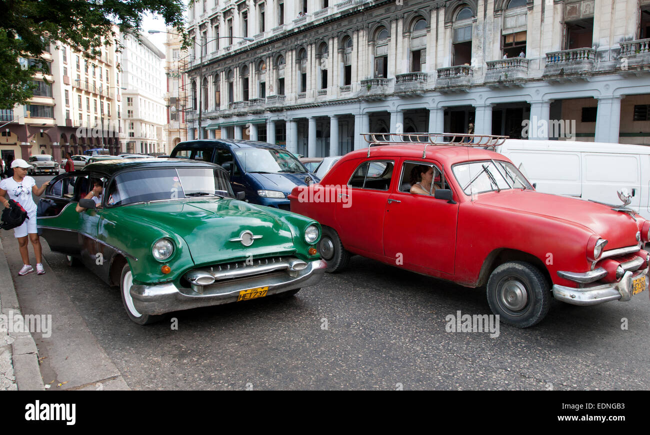 Cuba Street Archive. Old American cars on street in old Havana Stock ...
