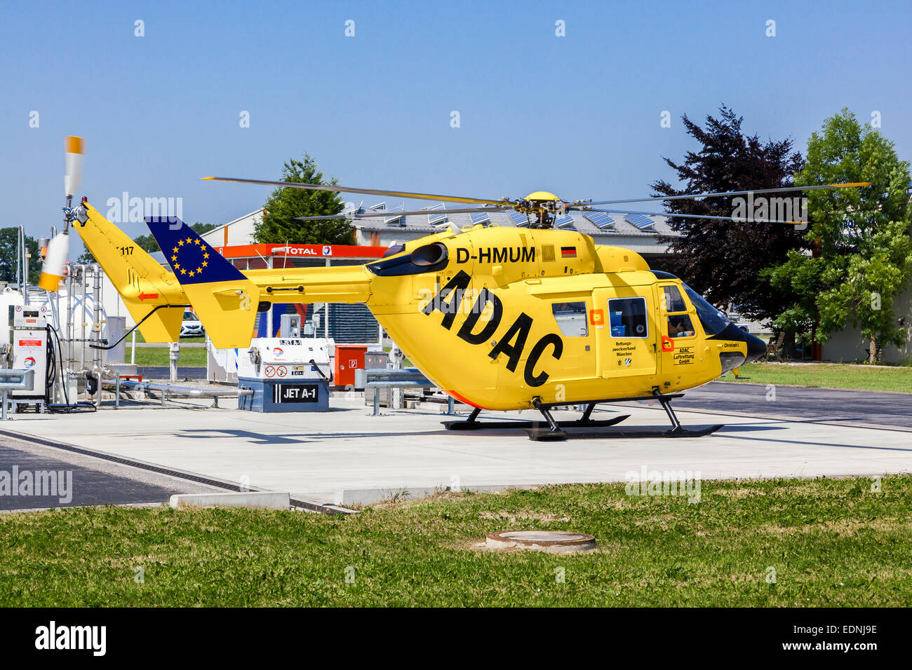ADAC rescue helicopter Christoph 1 at the refuelling station at ...