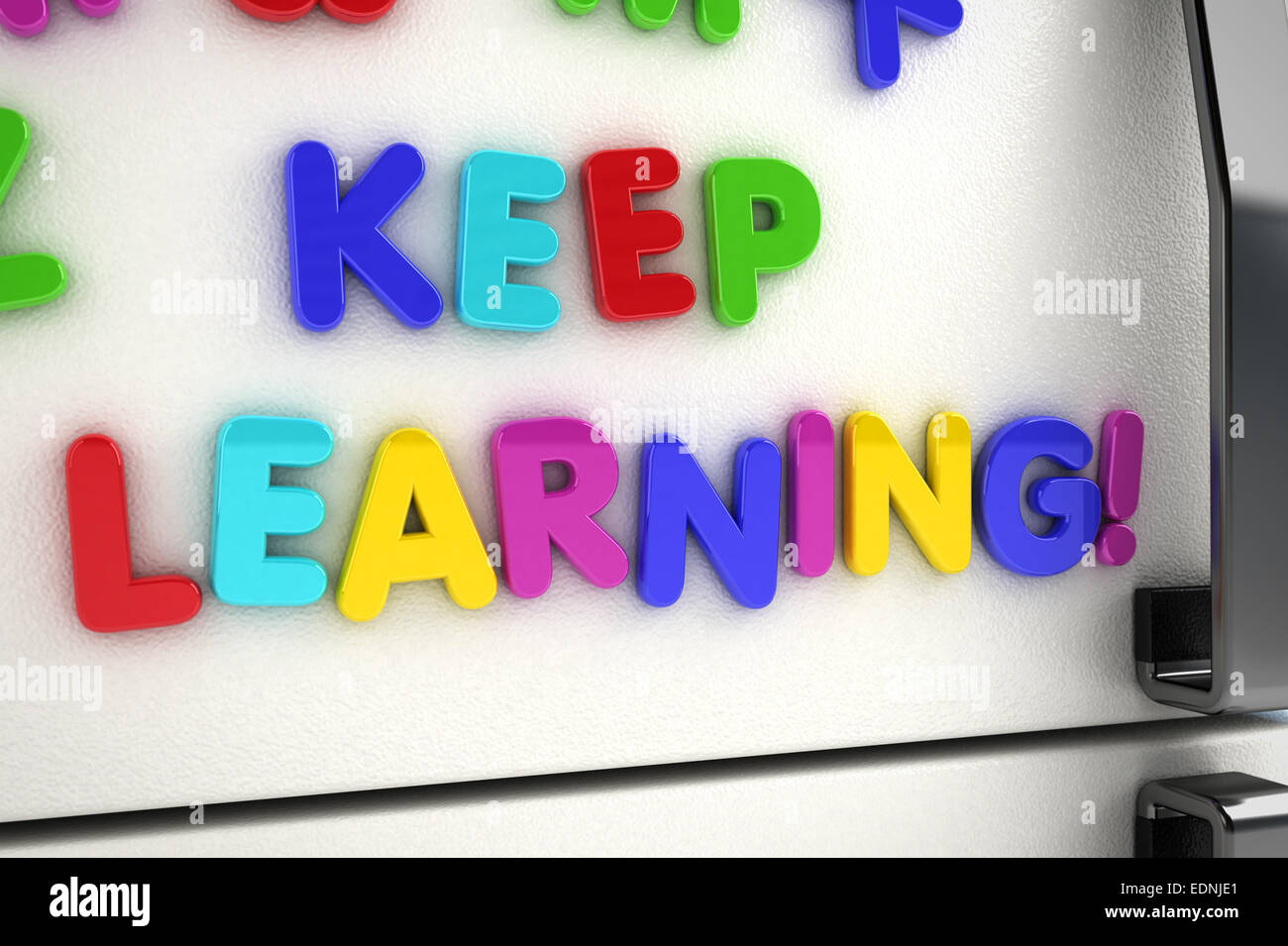 Keep learning written on a refrigerator door with magnet letters Stock ...