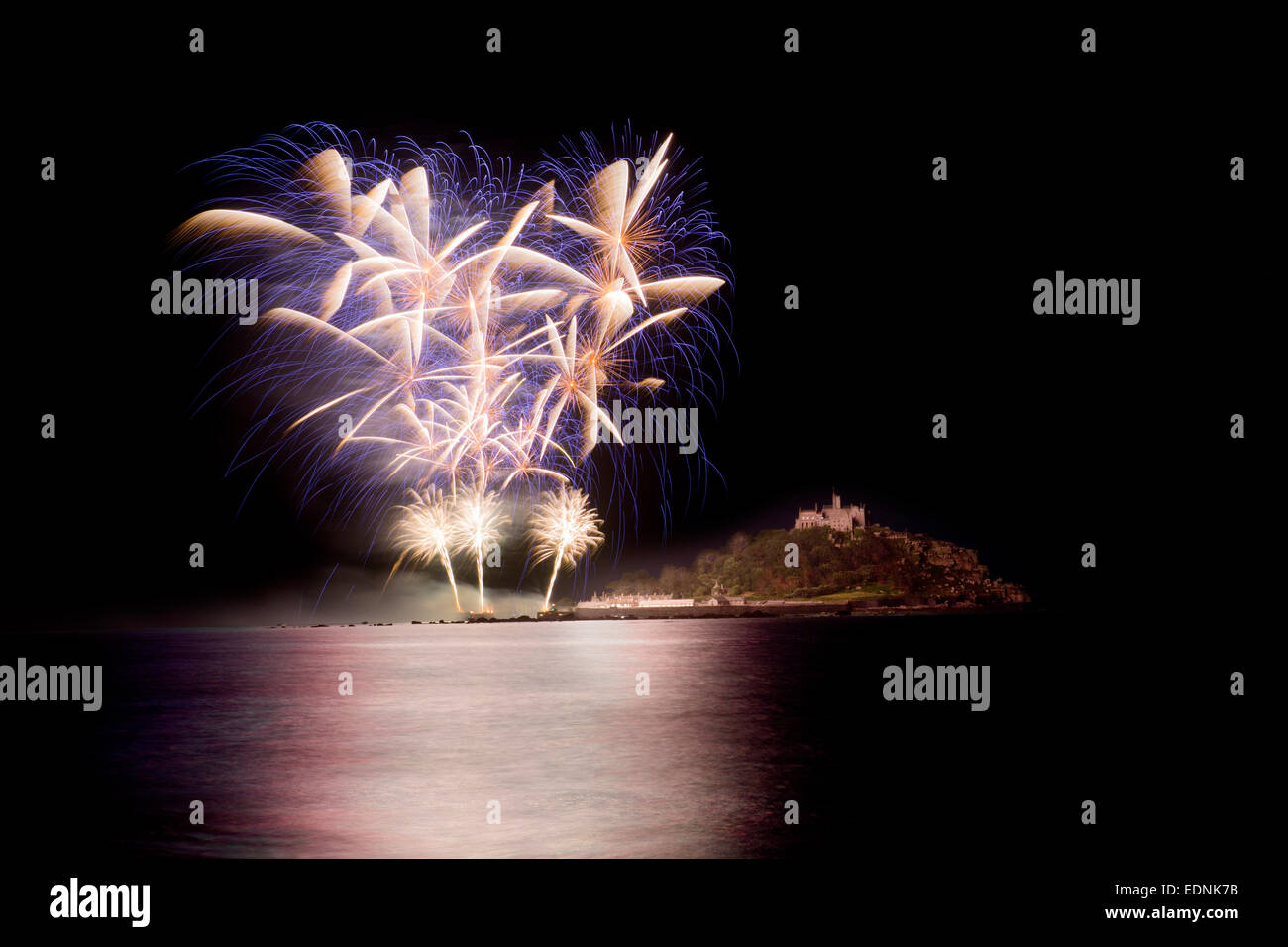 St Michael's Mount; Evening; Fireworks; Cornwall; UK Stock Photo - Alamy