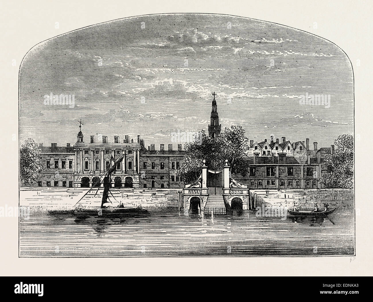 SOMERSET HOUSE AND STAIRS, 1776, London, UK, 19th century engraving ...