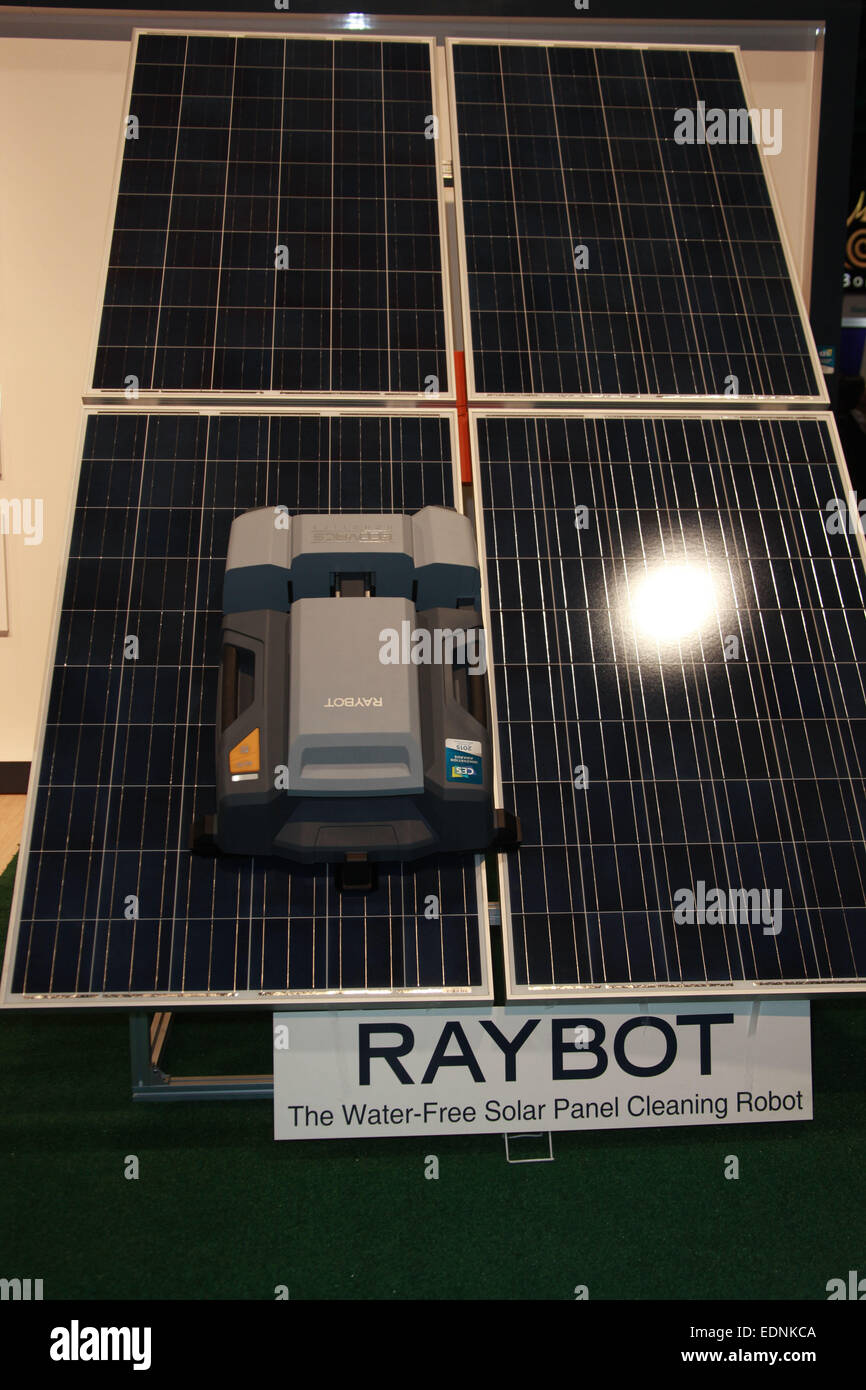 Las Vegas, Nevada, USA. 8th Jan, 2015. RAYBOT, the waterless solar panel cleaner on display at ...