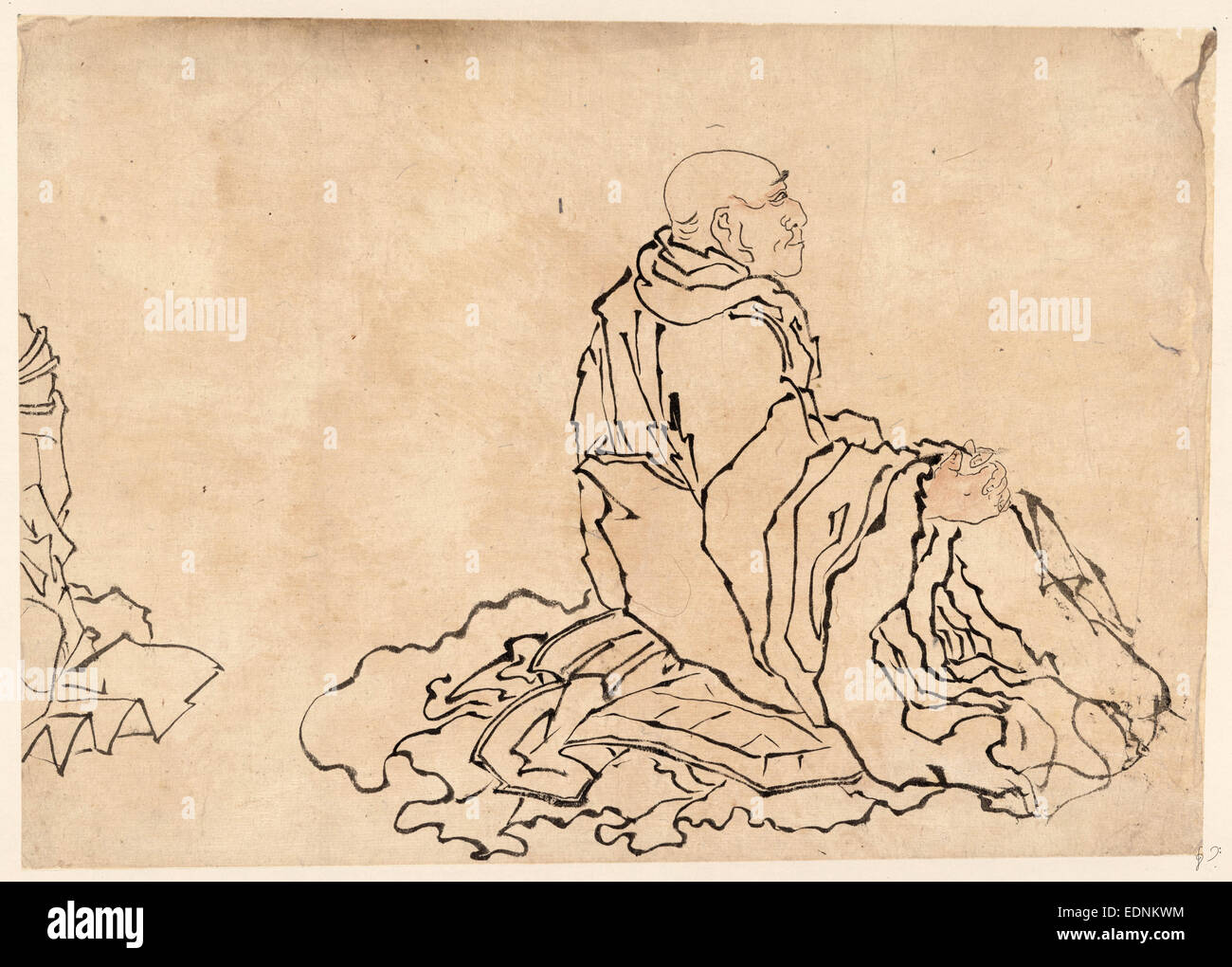 Monk drawing showing monk seated hi-res stock photography and images ...