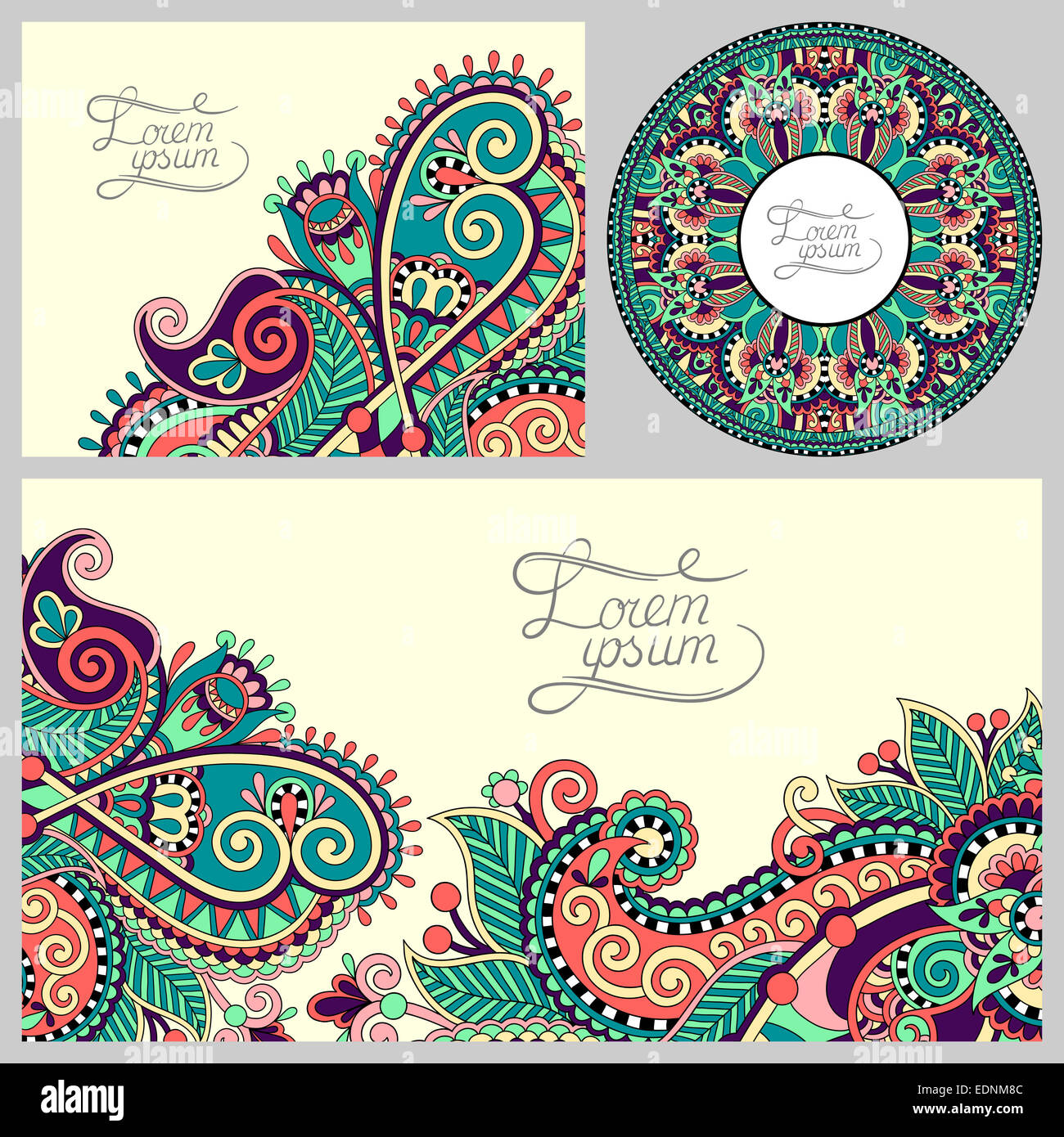 set of floral decorative background, template frame design for c Stock ...